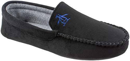 Original Penguin Mens Slippers, Microsuede Venetian Moccasin Slipper, Black Plaid, Men's Size 8