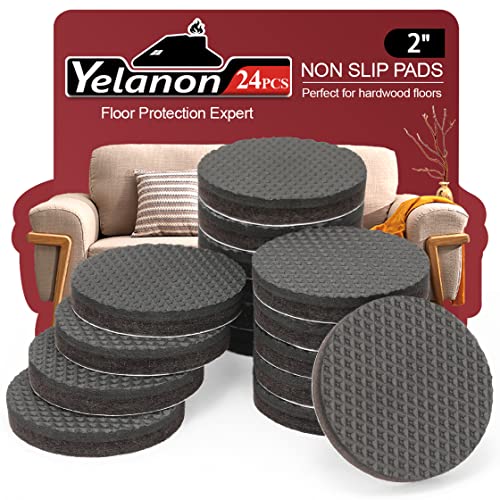 Non Slip Furniture Pads -24 pcs 2" Furniture Grippers Hardwood Floors , Non Skid for Furniture Legs,Self Adhesive Rubber Furniture Feet, Anti Slide Furniture Floors Protectors for Keep Couch Stoppers