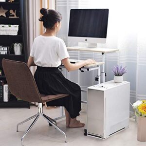 soges Rolling Standing Desk Height Adjustable, 31.5 inch Mobile Stand Up Computer Desk, Sit-Stand Tiltable Top Desk Laptop Stand for Small Spaces, Tall Table for Standing or Sitting, Oak Color