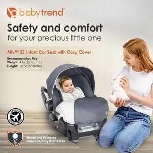 Baby Trend Ally Newborn Baby Infant Car Seat Carrier Travel System with Harness and Extra Cozy Cover for Babies Up to 35 Pounds, Gray Magnolia