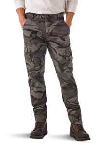 wrangler authentics mens regular tapered cargo pants, grey camo, 36w x 32l us