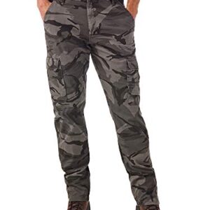 Wrangler Authentics mens Regular Tapered Cargo Pants, Grey Camo, 36W x 32L US