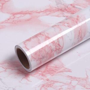 veelike pink marble contact paper wallpaper stick and peel 15.74 x118.11inches self adhesive removable waterproof wall covering for table countertop cabinet drawer