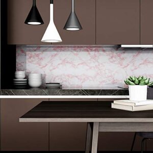 VEELIKE Pink Marble Contact Paper Wallpaper Stick and Peel 15.74 x118.11inches Self Adhesive Removable Waterproof Wall Covering for Table Countertop Cabinet Drawer