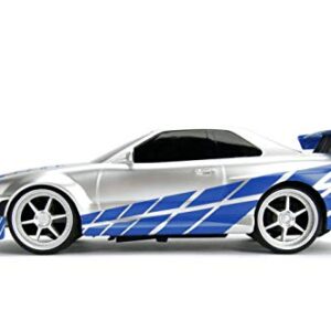 Jada Toys Fast & Furious Brian's Nissan Skyline GT-R (Bnr34)- Ready to Run R/C Radio Control Toy Vehicle, 1: 16 Scale, Silver and Blue, (99370)