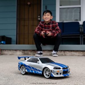 Jada Toys Fast & Furious Brian's Nissan Skyline GT-R (Bnr34)- Ready to Run R/C Radio Control Toy Vehicle, 1: 16 Scale, Silver and Blue, (99370)