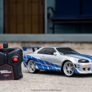 Jada Toys Fast & Furious Brian's Nissan Skyline GT-R (Bnr34)- Ready to Run R/C Radio Control Toy Vehicle, 1: 16 Scale, Silver and Blue, (99370)