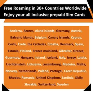 Orange Holiday Europe Prepaid SIM Card Combo Deal 30GB Internet Data in 4G/LTE (Data tethering Allowed) + 120min International Calls + 1000 Texts / 14 Days from Europe to Any Country World