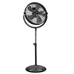 comfort zone czhvp20s 20” 3-speed slim-profile high-velocity industrial pedestal fan with aluminum blades and adjustable tilt, all-metal construction, black