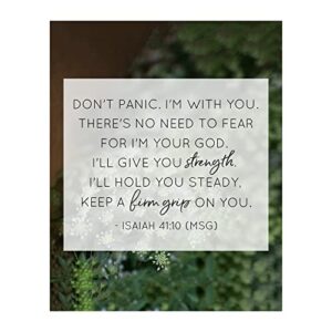 "do not fear, i am god & i am with you" isaiah 41:10- bible verse wall art- 8x10"- scripture wall print-ready to frame. typographic on floral photo design. home & office décor. great christian gift.