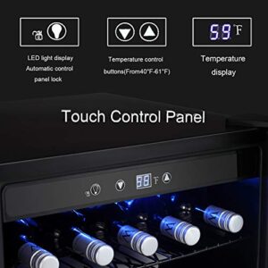 Antarctic Star Wine Cooler Refrigerator Fridge 37 Bottles Single Zone Wine Cellar Freestanding Wine Chiller with Stainless Steel & Double-Layer Glass Door/Digital Memory Temperature Control Silver