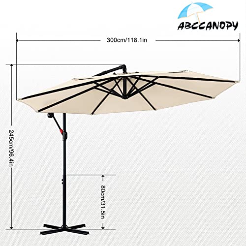 ABCCANOPY Cantilever Patio Umbrellas 10FT Light Beige