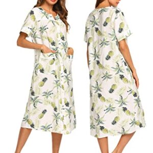 Ekouaer Womens, Long Nightgown Nightshirt, Cotton Sleep Shirts, Plus Size Sleepwear, Nursing Robe, Pattern2, XX-Large