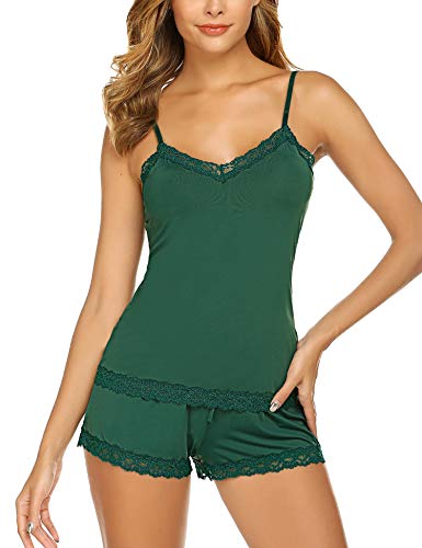 Avidlove Short Pajamas Set Sleepwear Lace Soft Tank Tops and Shorts Set for Women(Green,XXL)