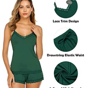 Avidlove Short Pajamas Set Sleepwear Lace Soft Tank Tops and Shorts Set for Women(Green,XXL)