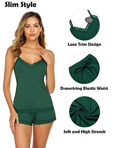 Avidlove Short Pajamas Set Sleepwear Lace Soft Tank Tops and Shorts Set for Women(Green,XXL)