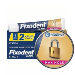 fixodent ultra max hold denture adhesive, 2.2 oz (pack of 2)