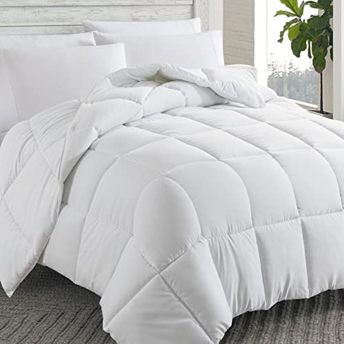 Cosybay Down Alternative Comforter (White, Full) - All Season Soft Quilted Full Size Bed Comforter - Duvet Insert with Corner Tabs - Winter Summer Warm Fluffy, 82x86 inches