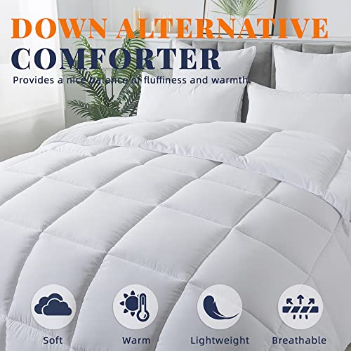 Cosybay Down Alternative Comforter (White, Full) - All Season Soft Quilted Full Size Bed Comforter - Duvet Insert with Corner Tabs - Winter Summer Warm Fluffy, 82x86 inches