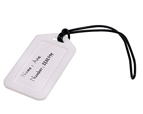 Mini Skater 6.7 inch/17cm Premium Plastic luggage Tag Loop Travel Bag Identification Tag PVC Name ID Card Worm Loop Strap for Luggage Bag ID Tag (Black,50Pcs)