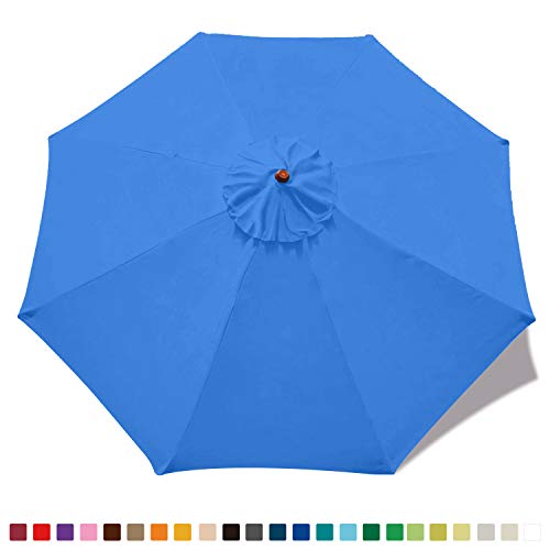 MASTERCANOPY Patio Umbrella 9 ft Replacement Canopy for 8 Ribs-Sky Blue