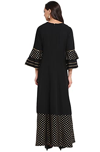 Janasya Indian Women's Tunic Tops Crepe Kurti for Women(JNE3313-KR-M) Black