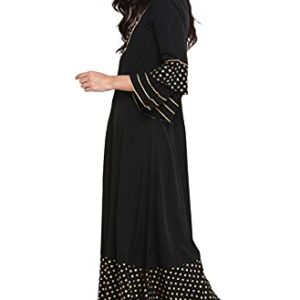 Janasya Indian Women's Tunic Tops Crepe Kurti for Women(JNE3313-KR-M) Black