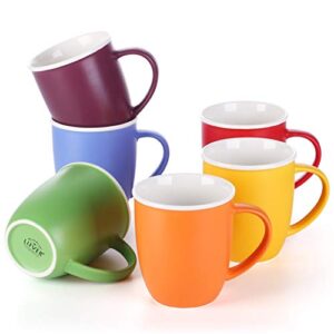 lifver 18oz large coffee mugs set of 6, assorted colored coffee mugs with handle, matte ceramic large mugs for coffee, tea, cocoa, christmas thanksgiving housewarming party gift, multi colors