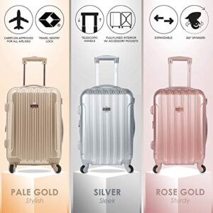 kensie Women's Alma Hardside Spinner Luggage, Expandable, Rose Gold, Carry-On 20-Inch