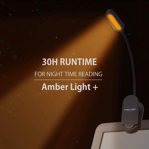 Amber Light + Giftable Amber Book Light - Blue Light Blocking - Night Reading Light Store. Rechargeable. 1600K for Reading in Bed at Night. Perfect as a Giftable Kindle Light and LED Book Light.