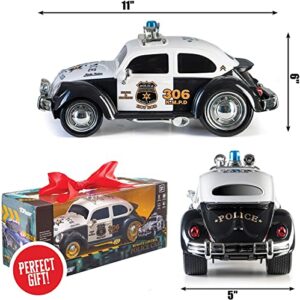 Top Race Remote Control Police Car, with Lights and Sirens | RC Police Car for Kids | Easy to Control, Rubber Tires, Heavy Duty Old Fashioned Style