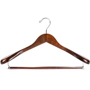 Luxury Wide Shoulder Wooden Hangers 6 Pack, with Locking Bar, Smooth Retro Finish Wood Suit Hanger Coat Hanger for Closet, Holds Up to 20lbs, 360° Swivel Hook, for Jacket, Dress Heavy Clothes Hangers