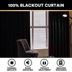 Primitive Textured Linen 100% Blackout Curtains for Bedroom/Living Room Energy Saving Window Treatment Curtain Drapes, Burlap Fabric with White Thermal Insulated Liner (2 Panels, 52 x 84 in, Natural)