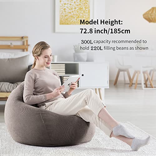 Nobildonna Bean Bag Chair Cover (No Filler) for Kids and Adults. Extra Large 300L Beanbag Stuffed Animal Storage Soft Premium Corduroy