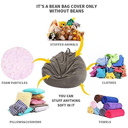 Nobildonna Bean Bag Chair Cover (No Filler) for Kids and Adults. Extra Large 300L Beanbag Stuffed Animal Storage Soft Premium Corduroy