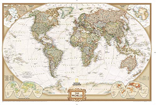 National Geographic World Executive Wall Map - Antique Style - 36 x 24 inches - Art Quality Print