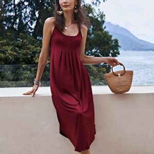 Ekouaer Nightgowns for Women Night Shirt Sleeveless Sleepwear Sleep Dress Cotton Sleepshirt (Wine Red XL)