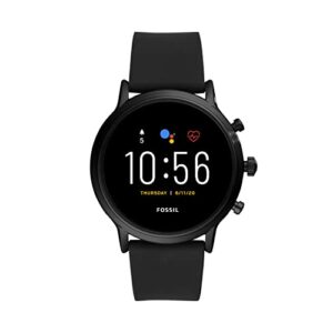 fossil 44mm gen 5 carlyle stainless and silicone touchscreen smart watch with heart rate, color: black (model: ftw4025)