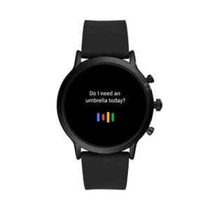 Fossil 44mm Gen 5 Carlyle Stainless and Silicone Touchscreen Smart Watch with Heart Rate, Color: Black (Model: FTW4025)