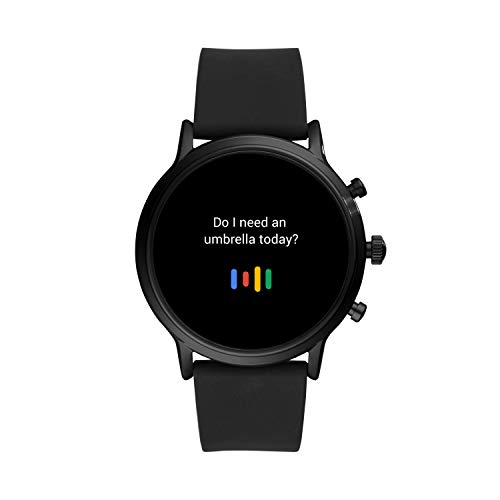 Fossil 44mm Gen 5 Carlyle Stainless and Silicone Touchscreen Smart Watch with Heart Rate, Color: Black (Model: FTW4025)