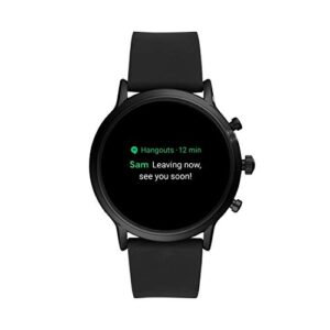 Fossil 44mm Gen 5 Carlyle Stainless and Silicone Touchscreen Smart Watch with Heart Rate, Color: Black (Model: FTW4025)