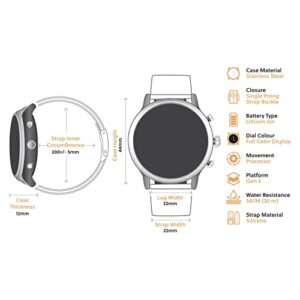 Fossil 44mm Gen 5 Carlyle Stainless and Silicone Touchscreen Smart Watch with Heart Rate, Color: Black (Model: FTW4025)