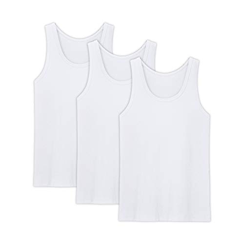 AORGSVI Men's Tank Tops Undershirts 3-Pack, Crew Neck Modal Comfort Soft Multipack A-Shirt White