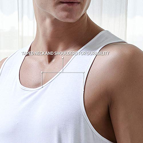 AORGSVI Men's Tank Tops Undershirts 3-Pack, Crew Neck Modal Comfort Soft Multipack A-Shirt White