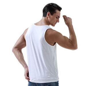 AORGSVI Men's Tank Tops Undershirts 3-Pack, Crew Neck Modal Comfort Soft Multipack A-Shirt White