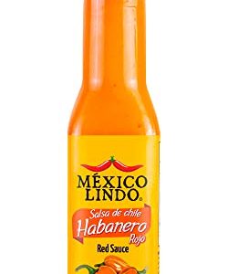 MEXICO LINDO Red Habanero Hot Sauce | Real Red Habanero Chili Pepper | 78,200 Scoville Level | Enjoy with Mexican Food, Seafood & Pasta | 5 Fl Oz Bottles (Pack of 3)