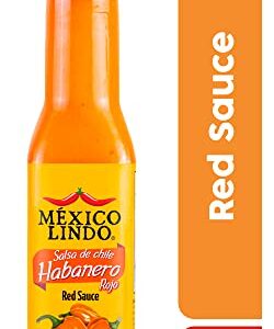 MEXICO LINDO Red Habanero Hot Sauce | Real Red Habanero Chili Pepper | 78,200 Scoville Level | Enjoy with Mexican Food, Seafood & Pasta | 5 Fl Oz Bottles (Pack of 3)