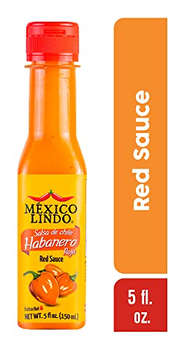 MEXICO LINDO Red Habanero Hot Sauce | Real Red Habanero Chili Pepper | 78,200 Scoville Level | Enjoy with Mexican Food, Seafood & Pasta | 5 Fl Oz Bottles (Pack of 3)