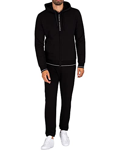 A|X ARMANI EXCHANGE mens Drawstring Jogger With Logo Zip Pocket Casual Pants, Black, Small US