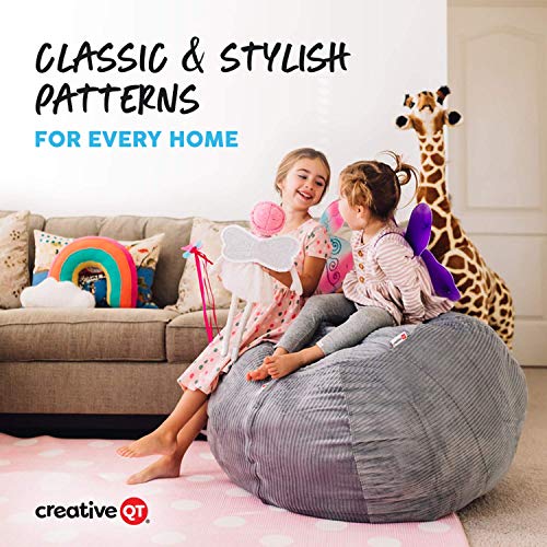 Creative QT Stuff ’n Sit Extra Large 38’’ Bean Bag Storage Cover for Stuffed Animals & Toys – Dinosaur Print – Toddler & Kids’ Rooms Organizer – Giant Beanbag Great Plush Toy Hammock Alternative